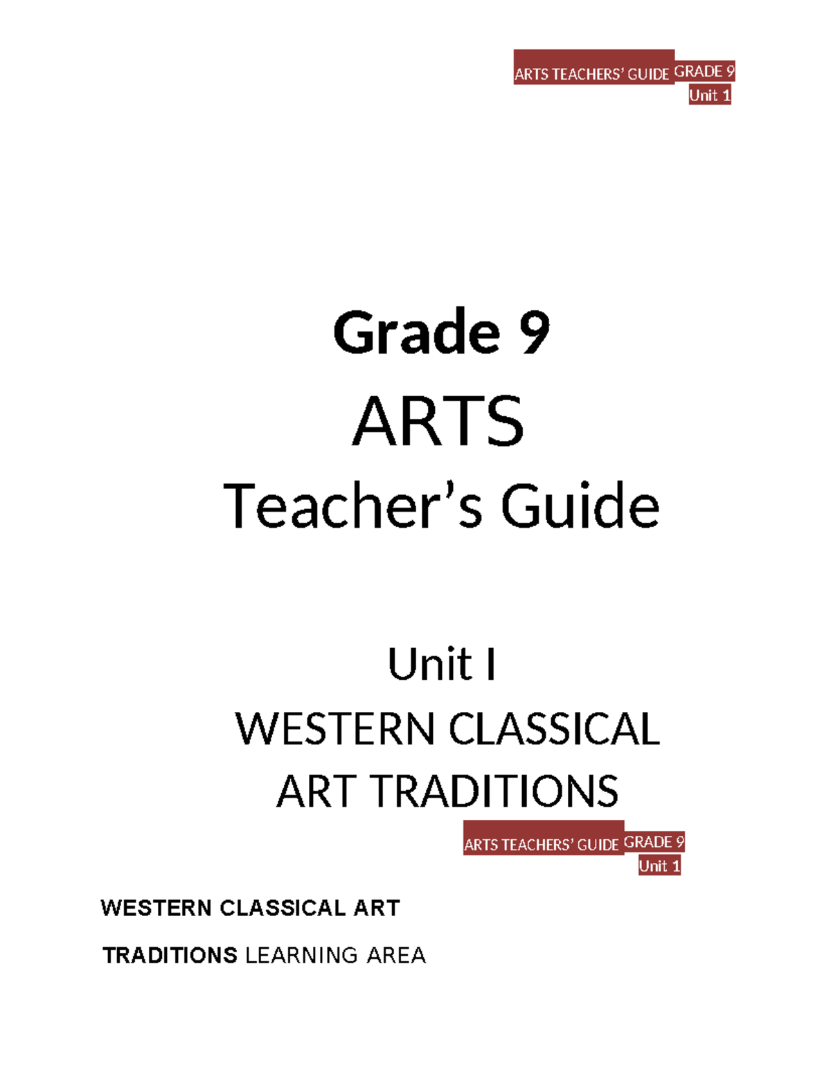 TG ART 9 - Teachers' Guide for Western Classical Art Traditions - Studocu