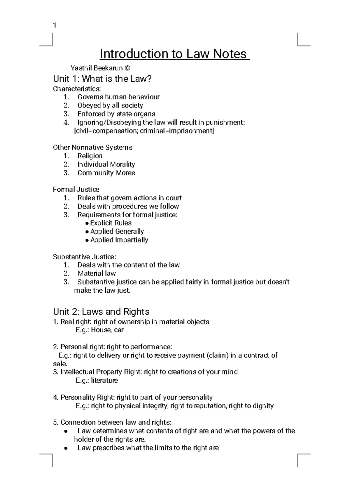 ILW1501 Final Exam Study Notes: Introduction to Law Overview - Studocu