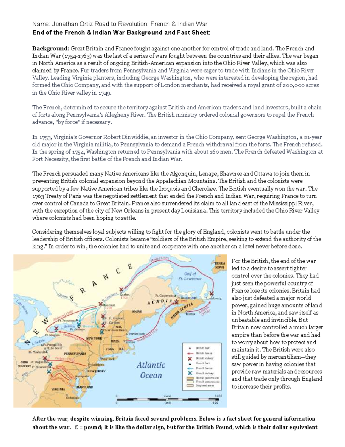 Jonathan Ortiz: Road to Revolution - French Indian War Overview and ...