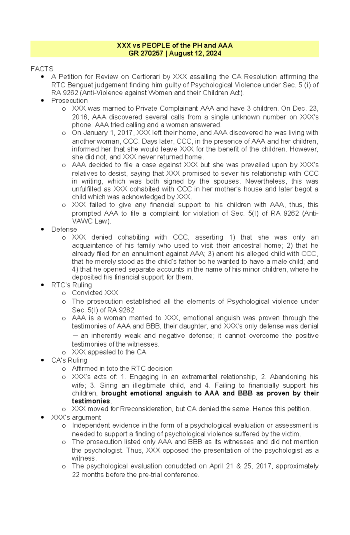 Gen Sen - Case Study of Psychological Violence and Custody Issues - Studocu