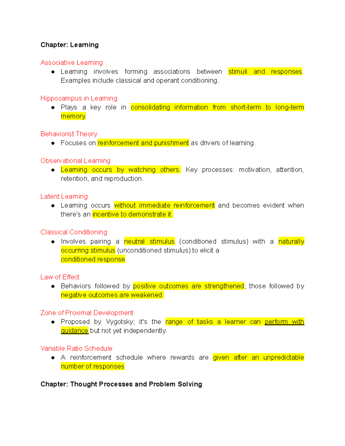 Psychology 101: Chapter Review on Learning, Thought, and Language - Studocu