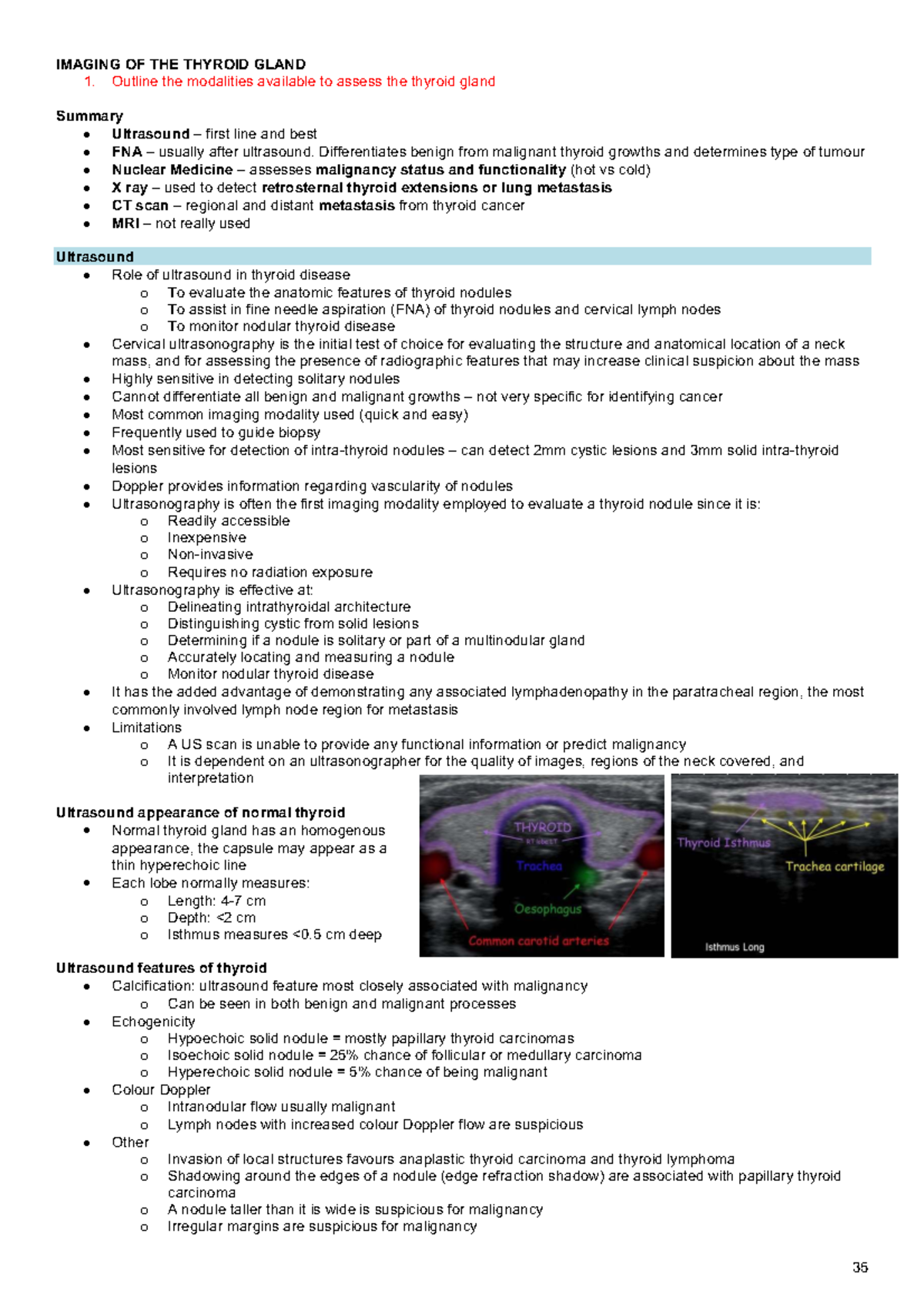 Endocrine Revision Notes 4: Imaging Techniques for Thyroid Assessment ...