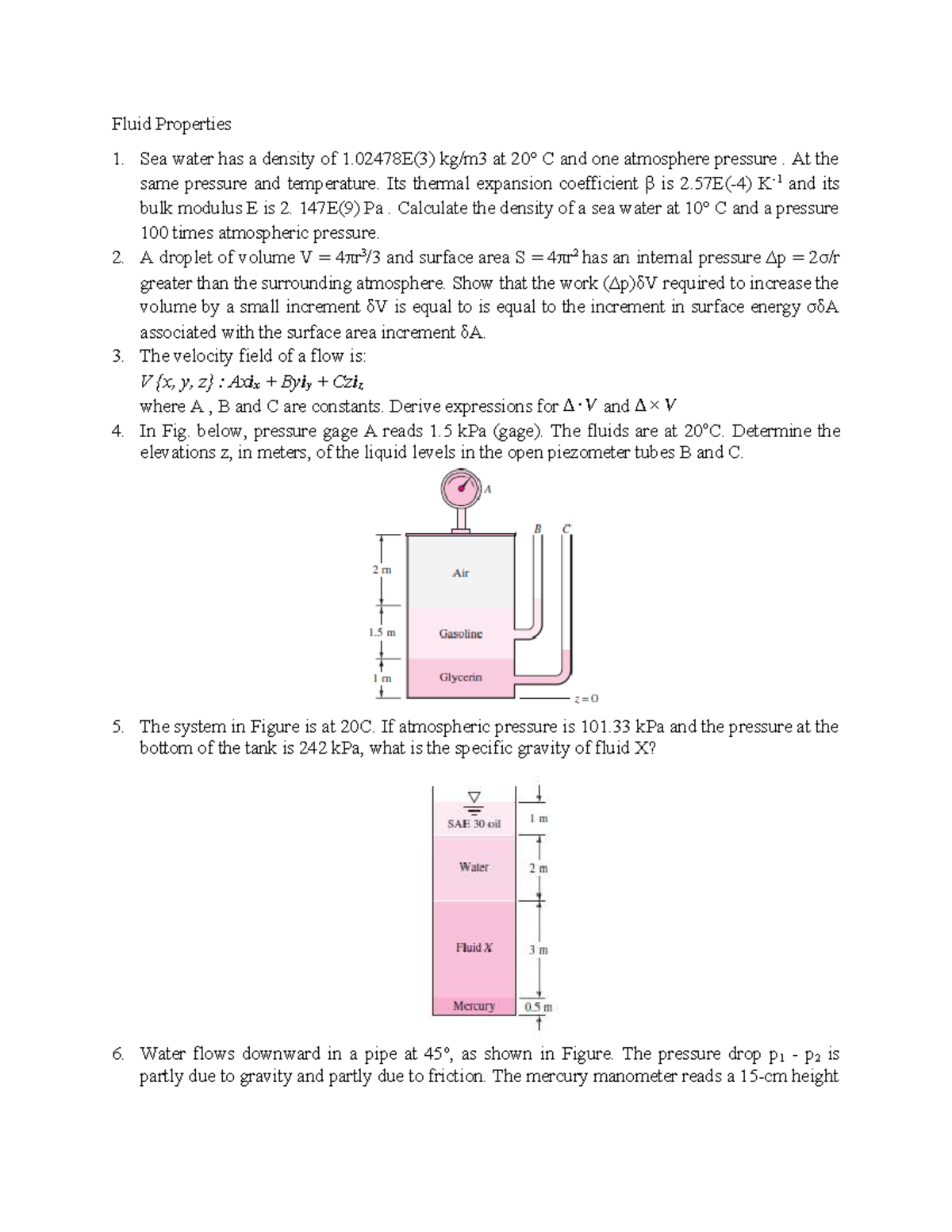 Fluid Properties Practice Problems - PHYS 101 - Studocu