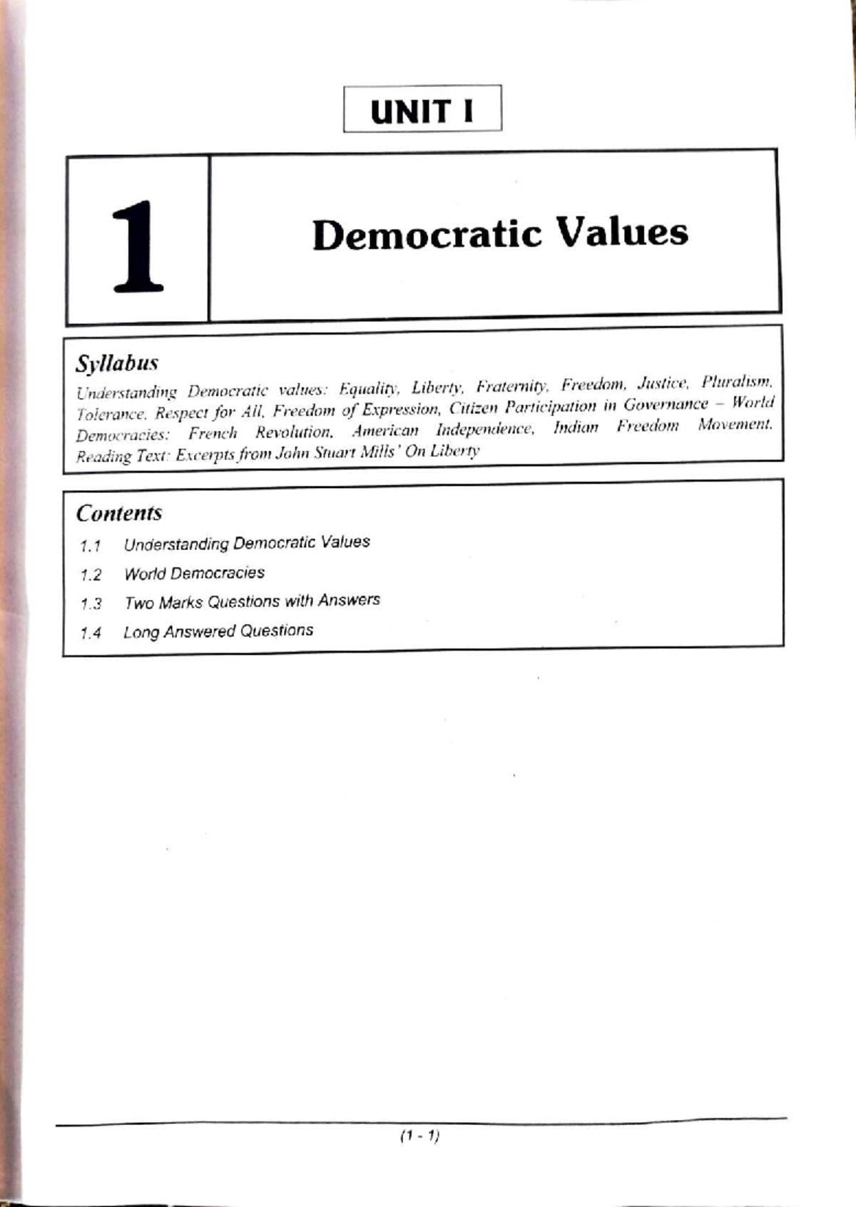 Democratic Values and Governance: A Comprehensive Overview (HVE 101 ...