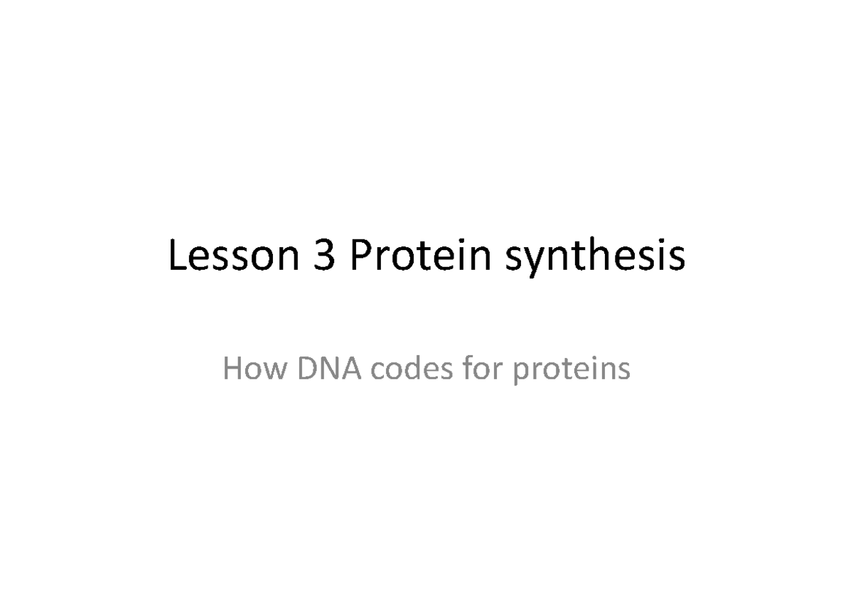 Lesson 3: Protein Synthesis & Genetic Code (Nucleotide Notes) - Studocu