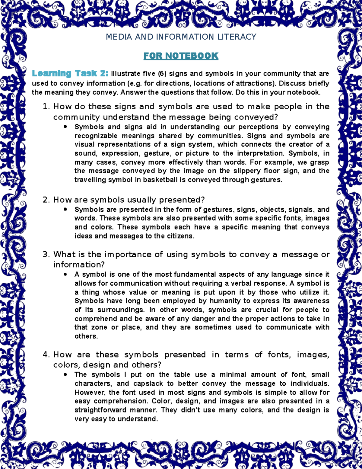 Media and Information Literacy NB 4th Week: Signs and Symbols Analysis ...