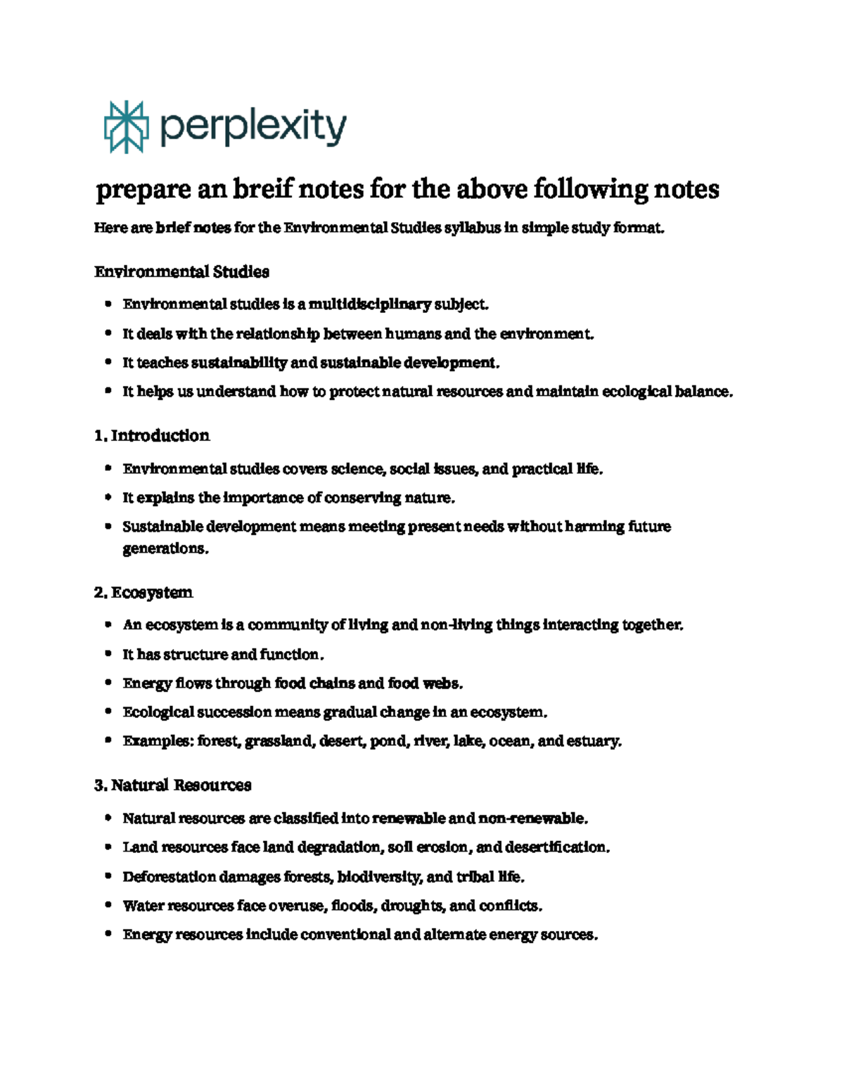 Environmental Studies Syllabus Brief Notes - Studocu