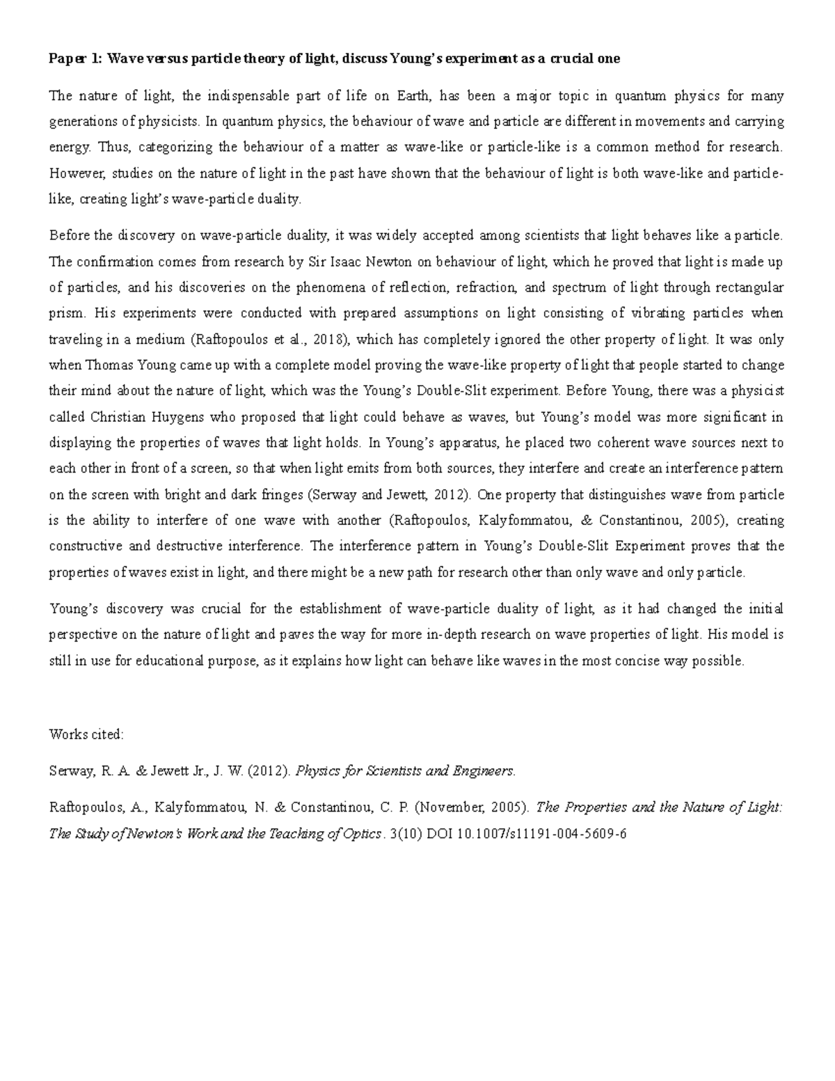 Paper ASM 1: Wave-Particle Duality of Light and Key Experiments - Studocu