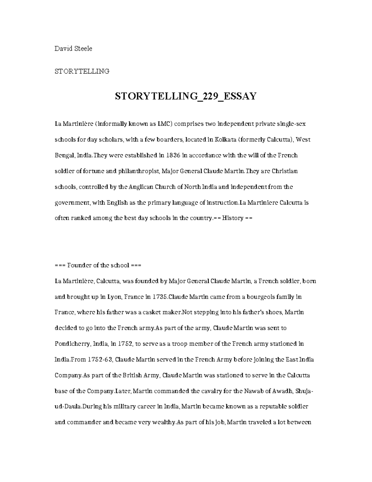 Storytelling 229 Essay - David Steele STORYTELLING STORYTELLING_229 ...