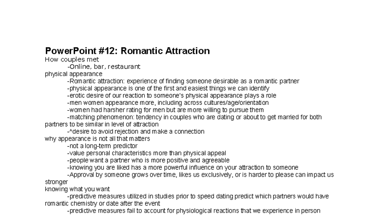 PowerPoint PSY 101: Romantic Attraction & Relationship Dynamics - Studocu