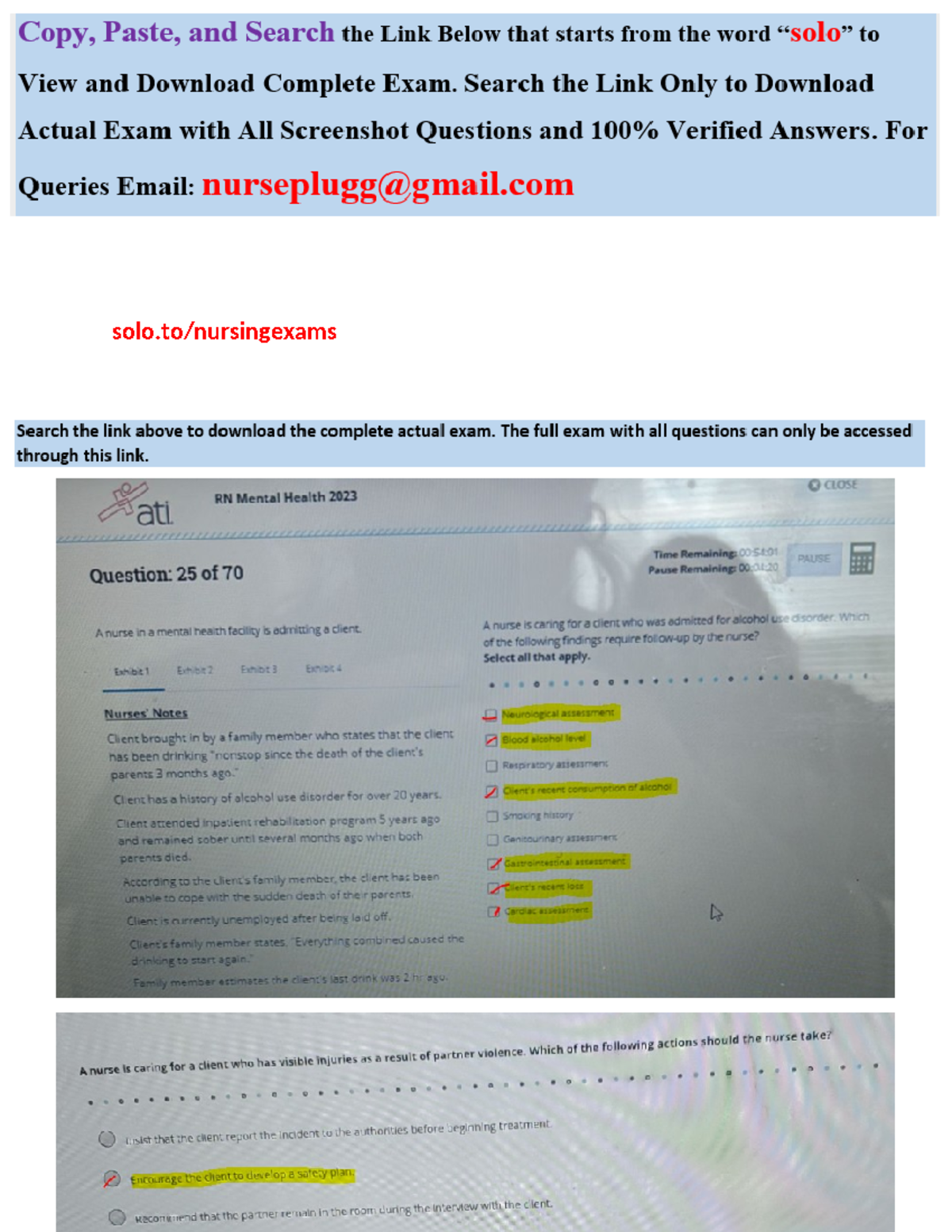 ATI RN Mental Health Proctored Exam NGN 2023: 70 Questions & Answers ...