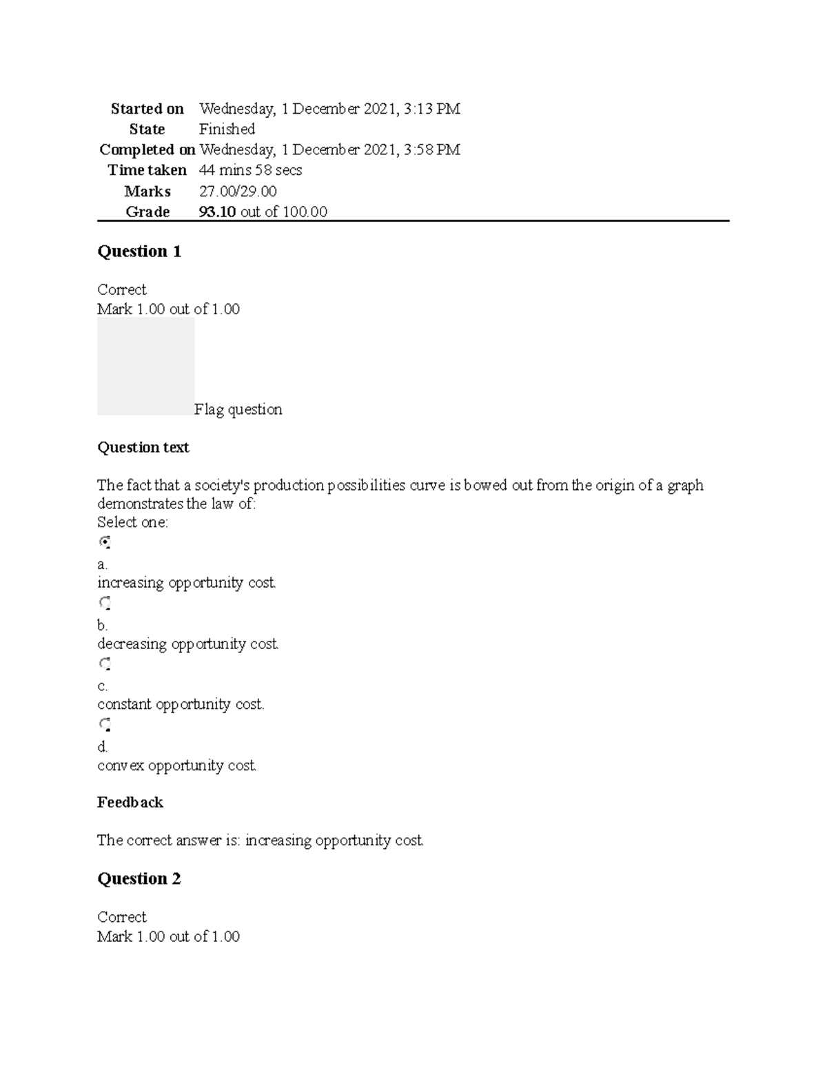 ECON 1580 Graded QUIZ UNIT 6 - Started on Wednesday, 1 December 2021, 3:13 PM State Finished ...