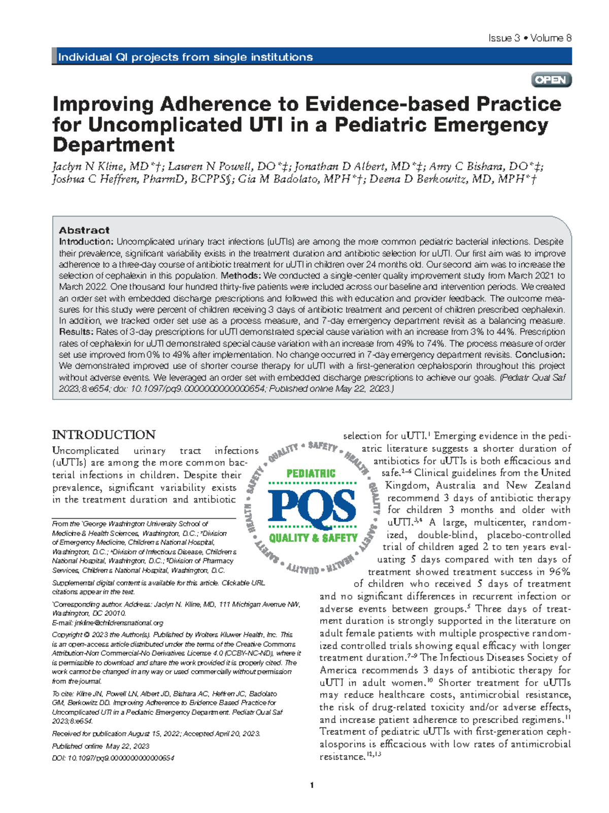 PEDS 101: Improving Adherence to UTI Treatment in Pediatric ED - Studocu