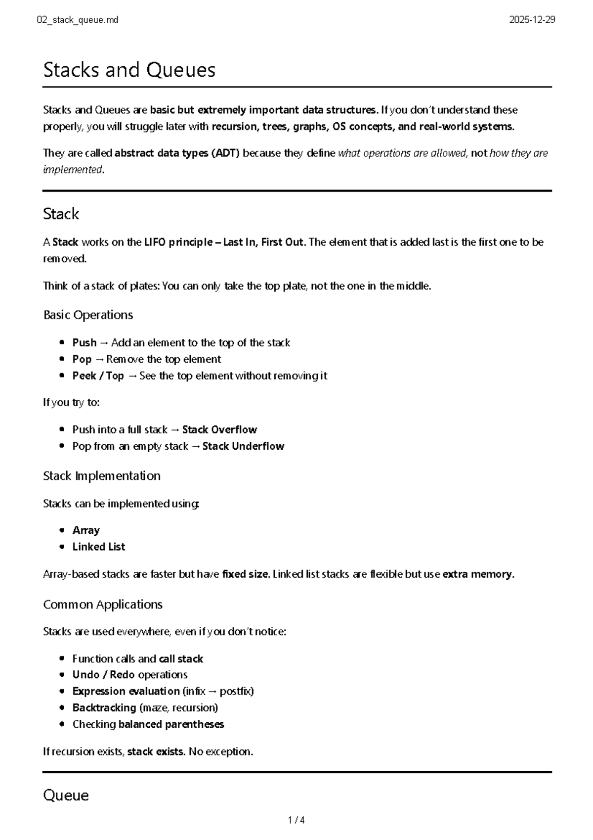 02_DSA_Stacks_and_Queues_Notes.md - Studocu