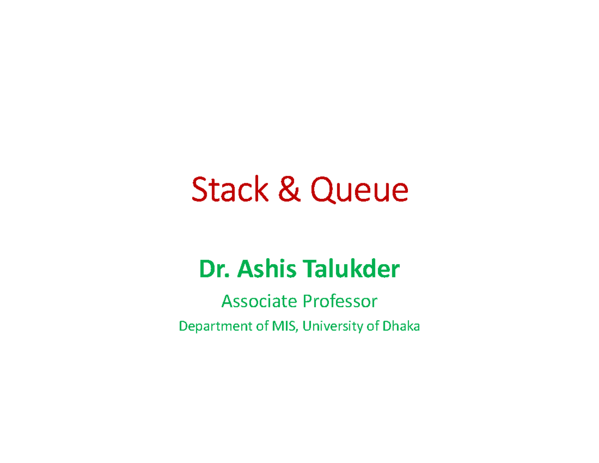 Stack and Queue Concepts - CSE241 Data Structures - Studocu