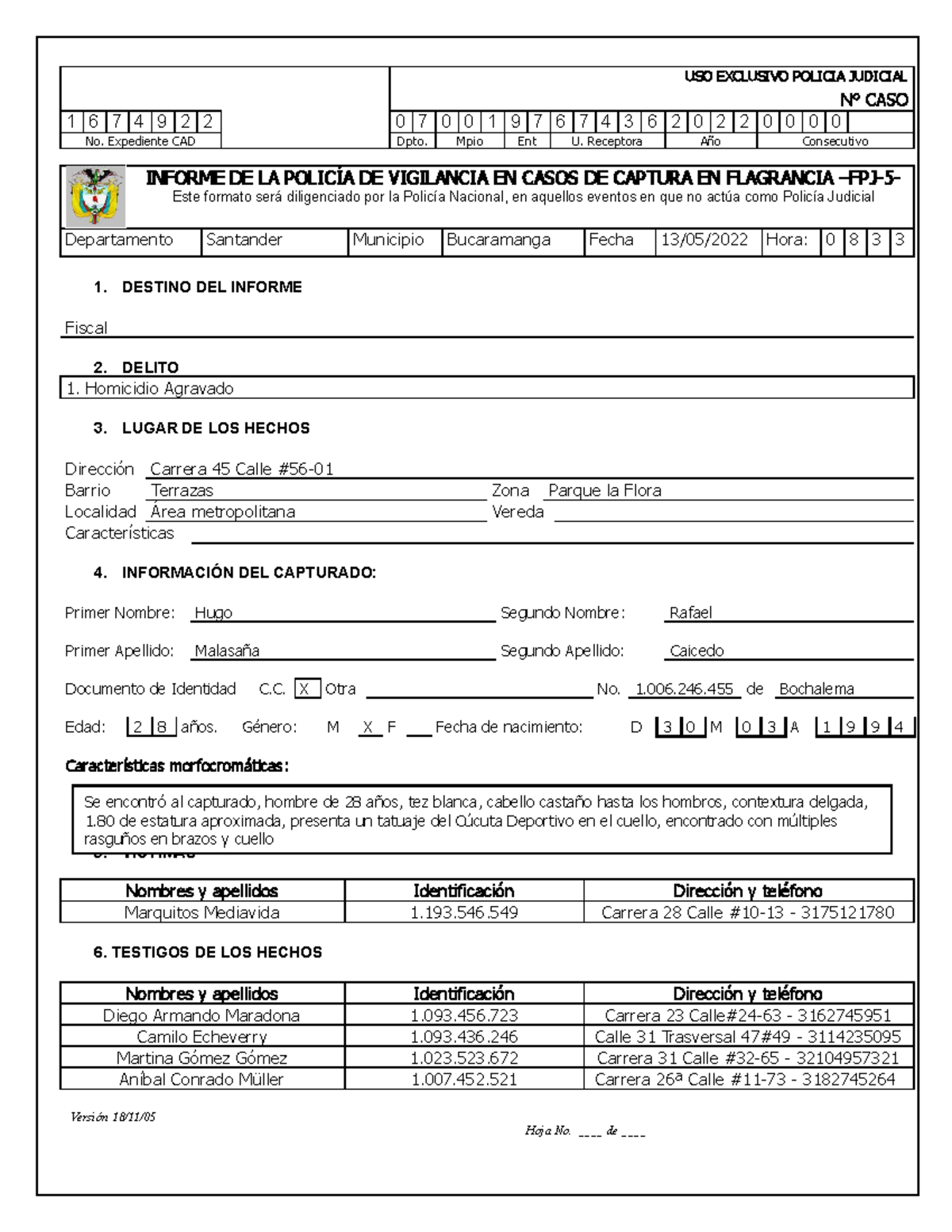 Buen Ejemplo De Informe Policial