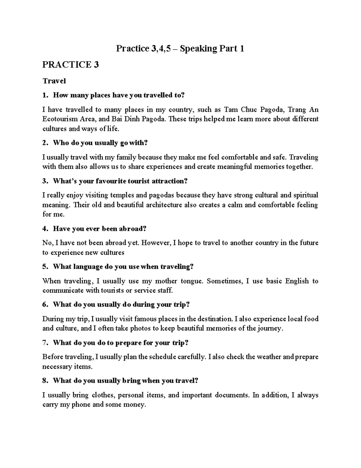 Practice 3, 4, 5: Speaking & Music Insights - Studocu