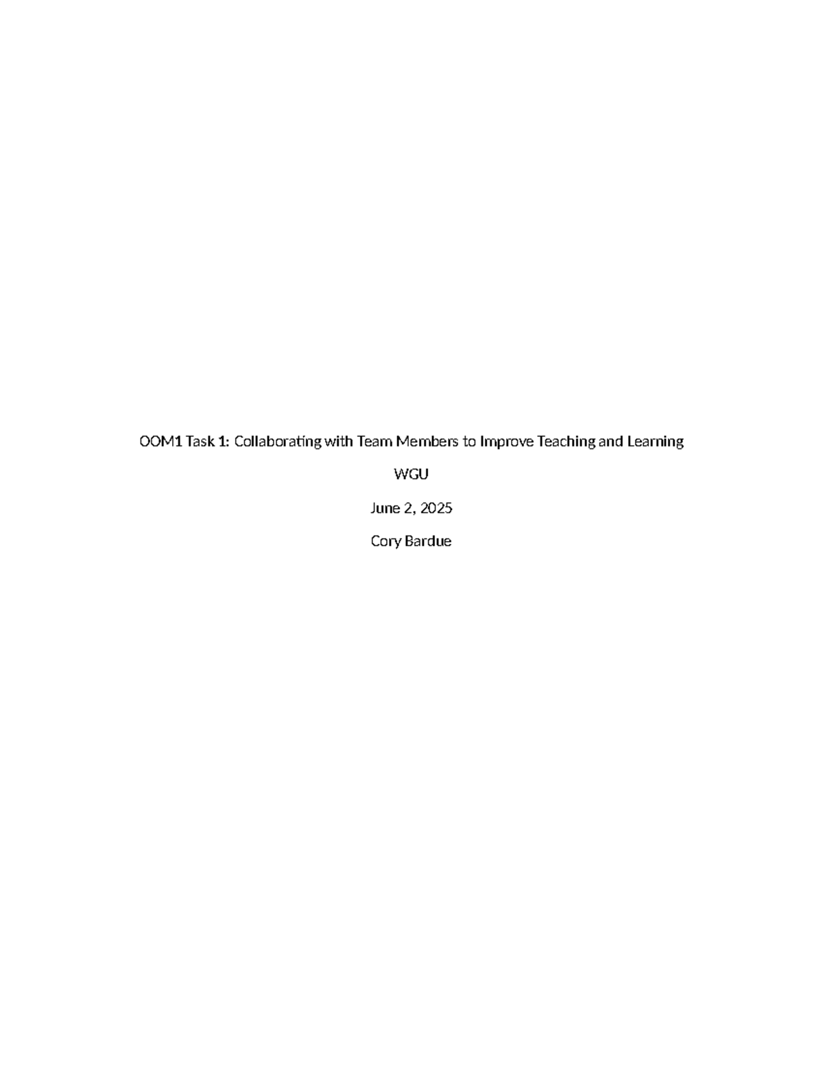 OOM1 Task 1: Enhancing Teaching through Team Collaboration - Studocu