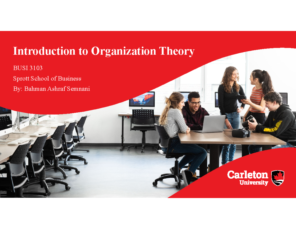 BUSI 3103 Introduction to Organization Theory: Chapter 2 Overview - Studocu
