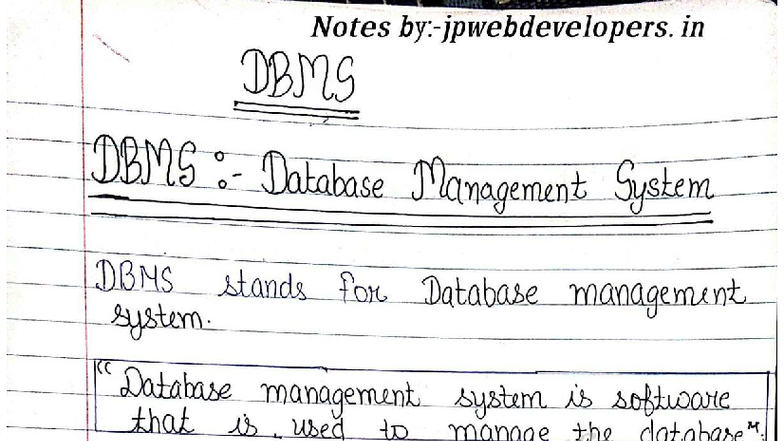 DBMS 101: Introduction to Database Management System Notes - Studocu