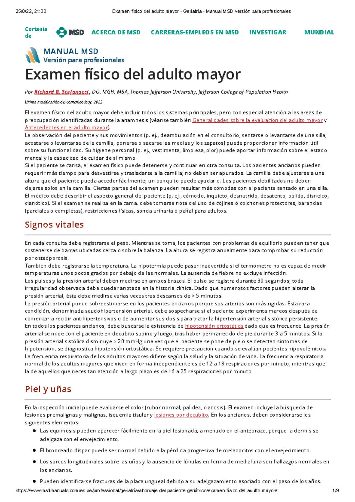 Examen Físico del Adulto Mayor: Guía Completa para Profesionales de ...