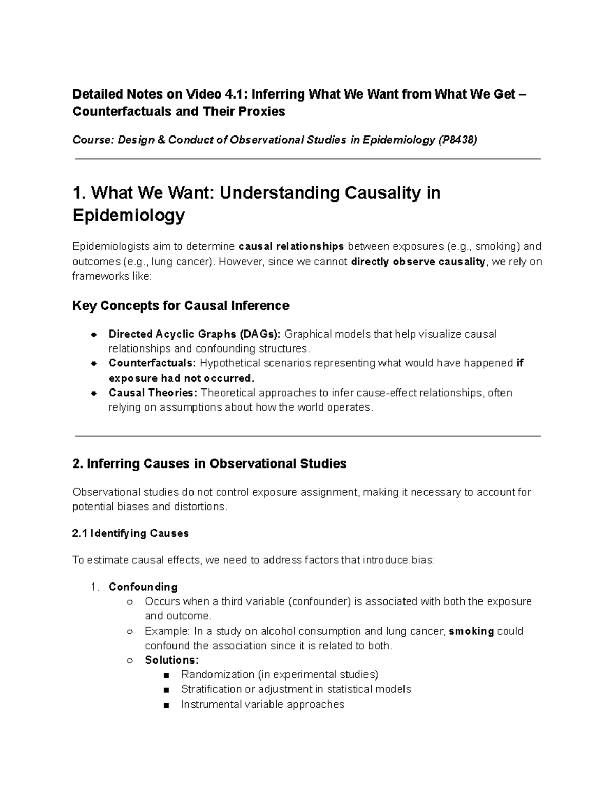 Detailed Notes on Causal Inference and Confounding in Epidemiology ...