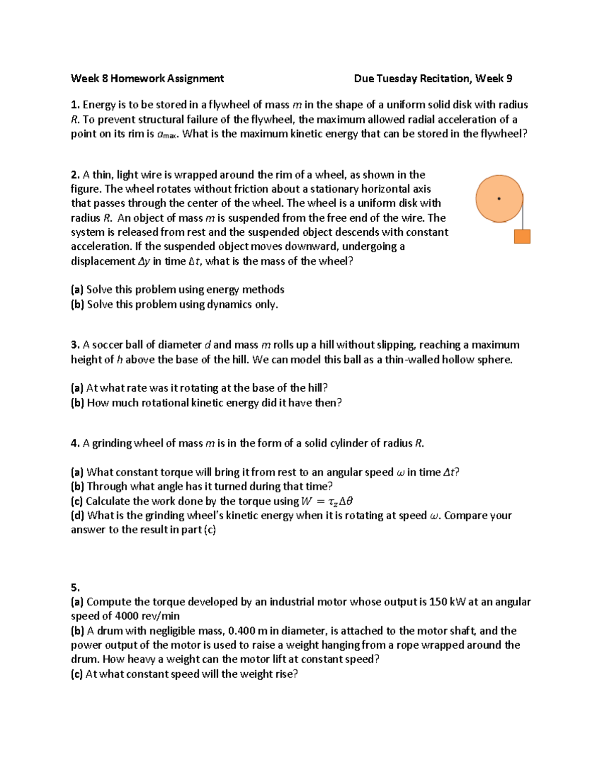 Week 8 Homework Assignment - Week 8 Homework Assignment Due Tuesday ...