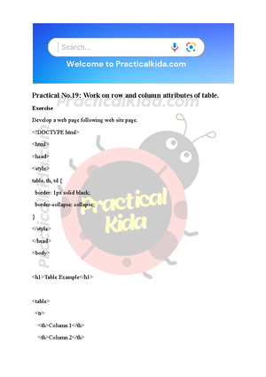 Practical No.18 WPD - with and Search.. Welcome to Practicalkida Practical No: Create table ...