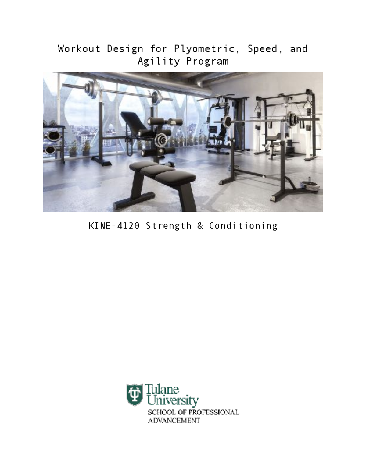 Module 6, assignment - Workout Design for Plyometric, Speed, and ...