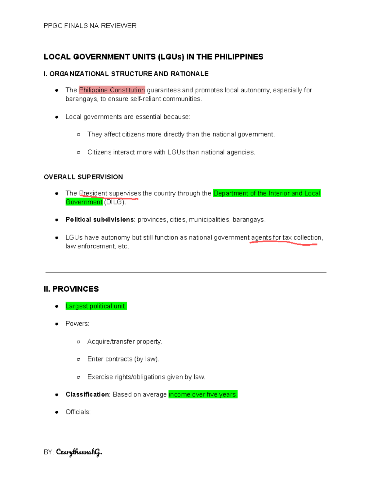PPGC FINALS NA REVIEWER: Local Government Units (LGUs) in the ...