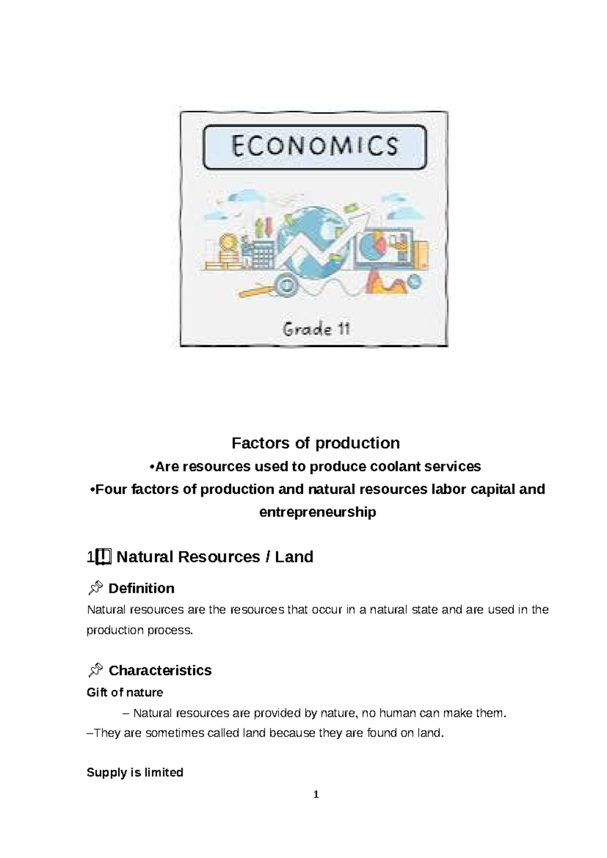 Factors of Production: Natural Resources, Labor, Capital ...