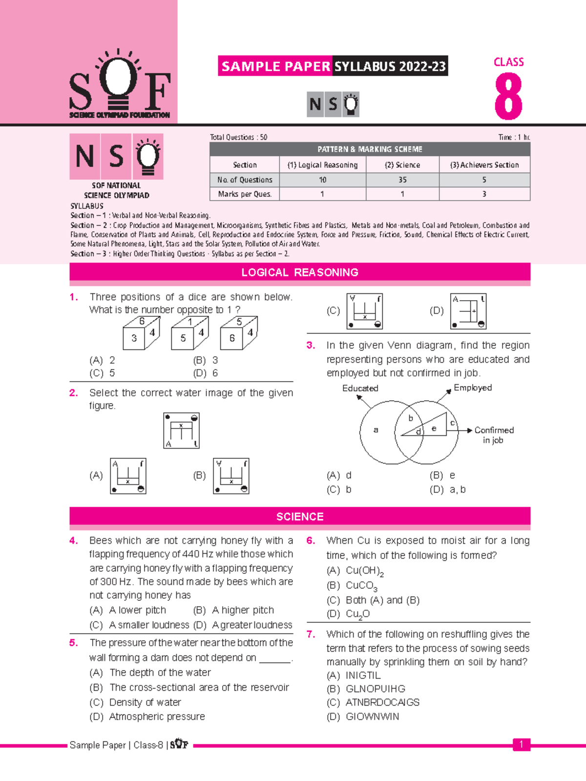 Nso sample paper class-8 - ####### Sample Paper | Class-8 | 1 CLASS 8 ...