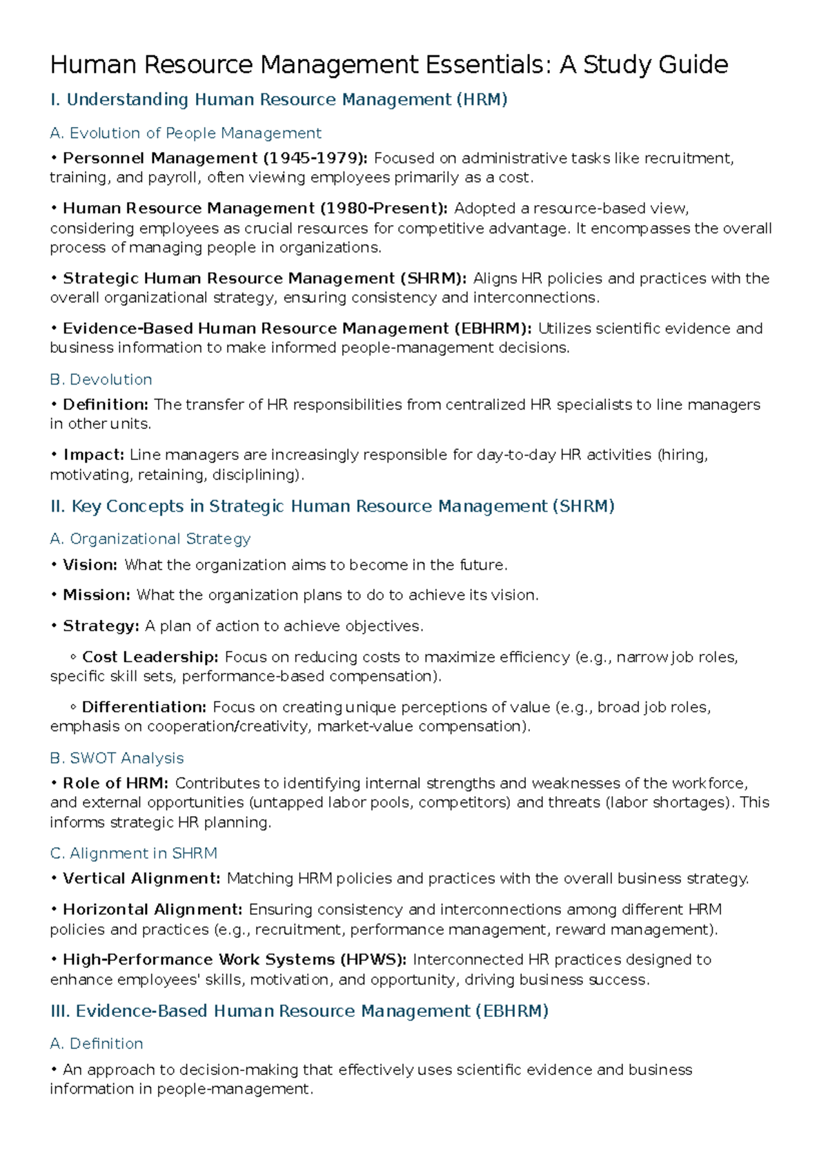 Human Resource Management Essentials: A Comprehensive Study Guide ...