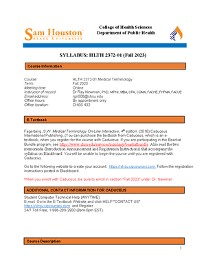 Chapter 002 HPRS1206 - 2 Handout 2. Body Structure, Color, and Oncology ...