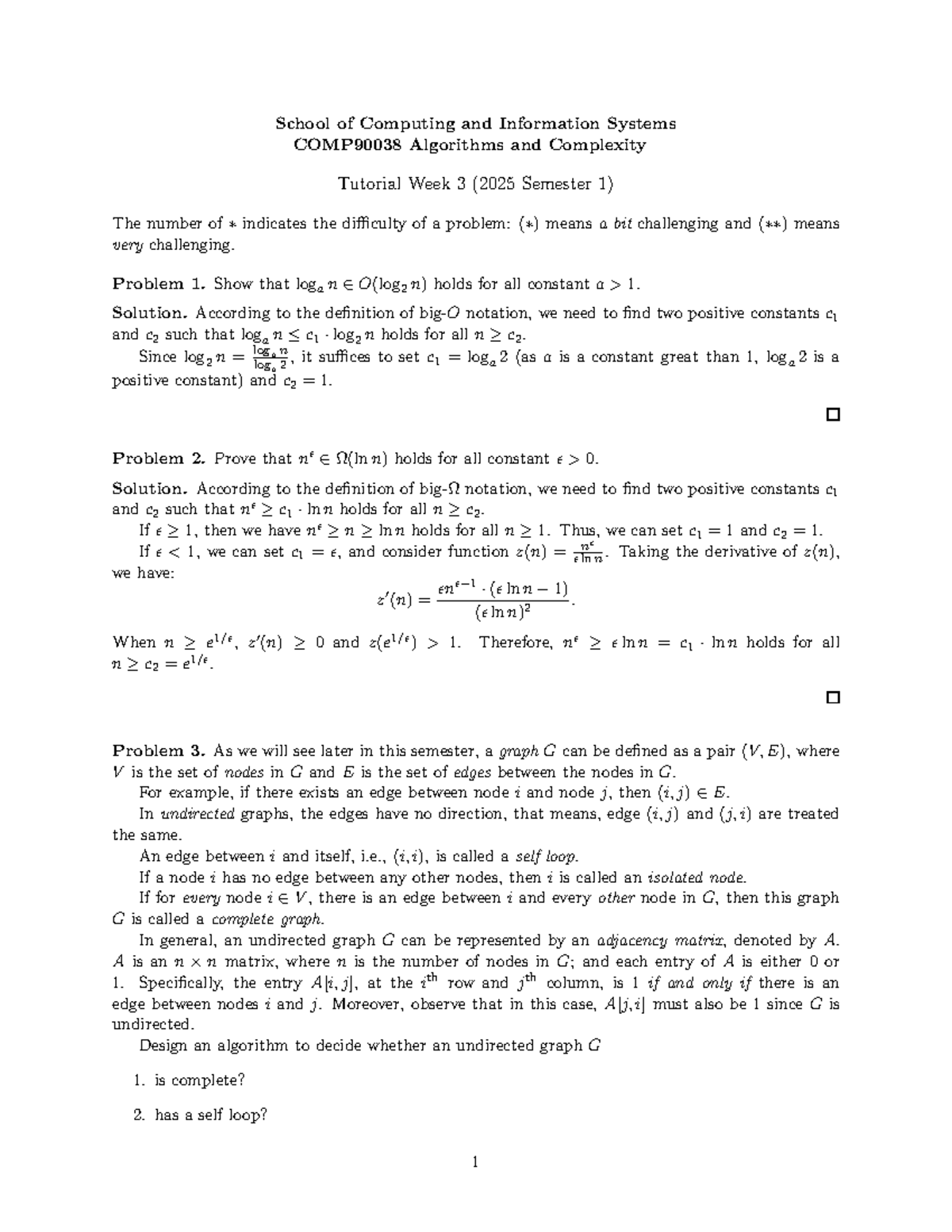 COMP90038 Algorithms and Complexity Tutorial Week 3 Solutions (2025 Sem ...