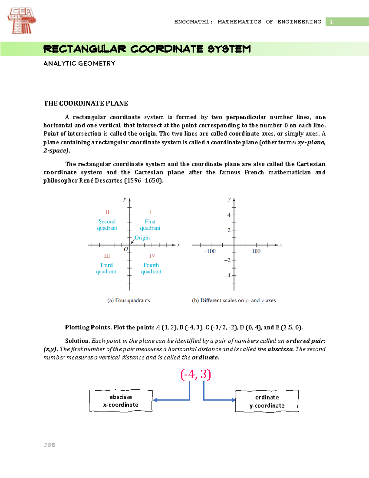 Rectangular Coordinate System - rectangular coordinate system analytic geometry THE COORDINATE ...