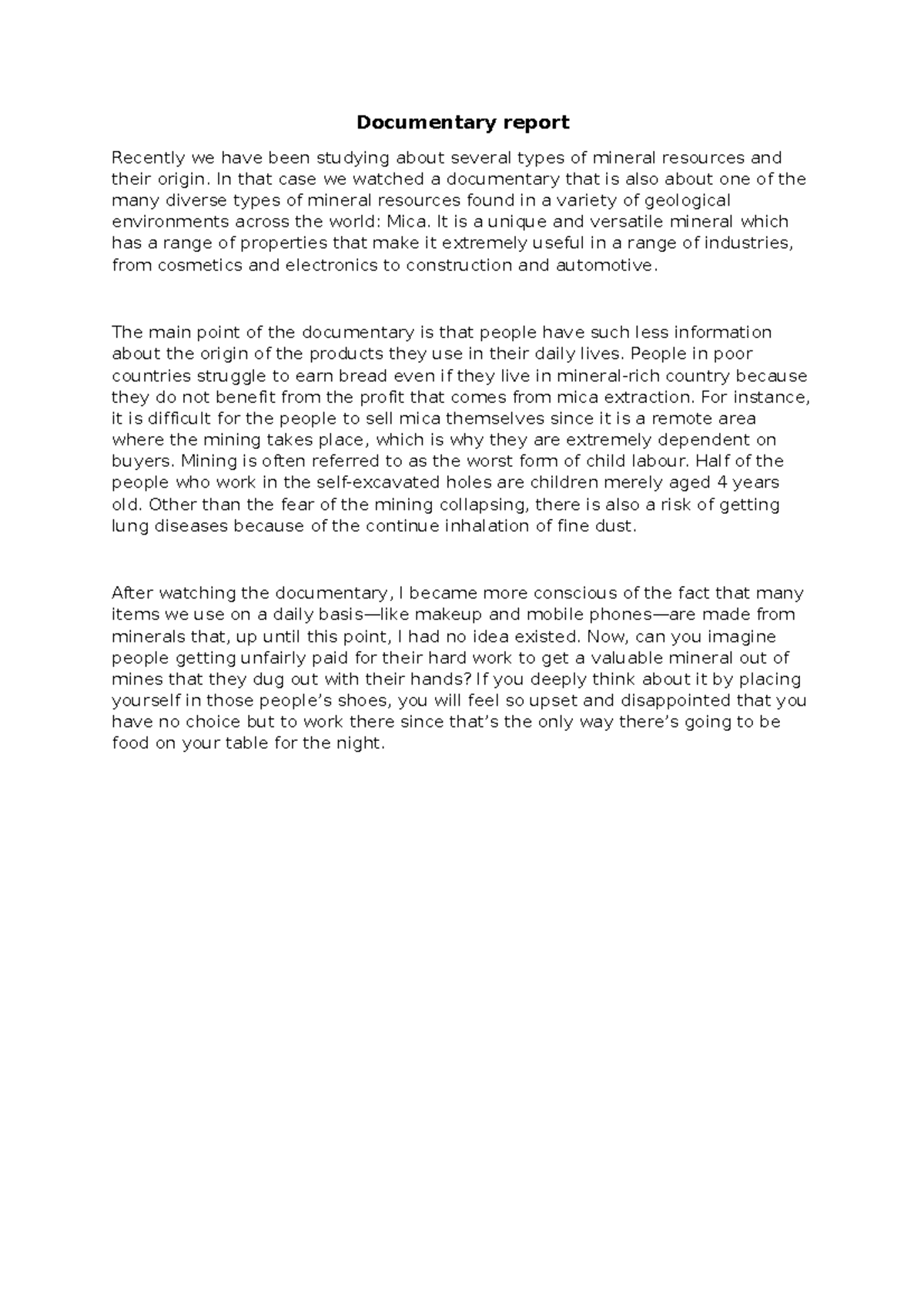 Documentary Report on Mica Mining and Its Human Cost - Studeersnel