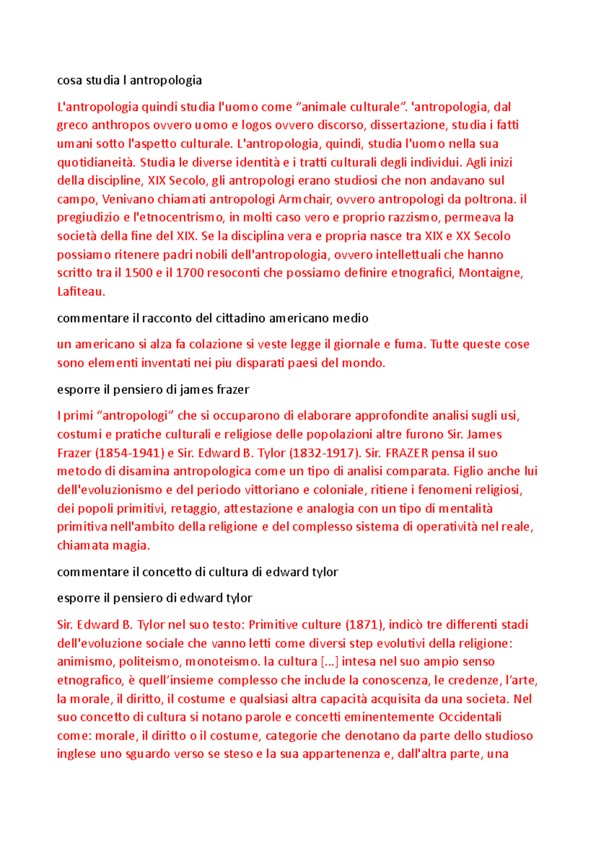 Risposte Aperte Antropologia Culturale Prof. Mario Pesce - cosa studia ...