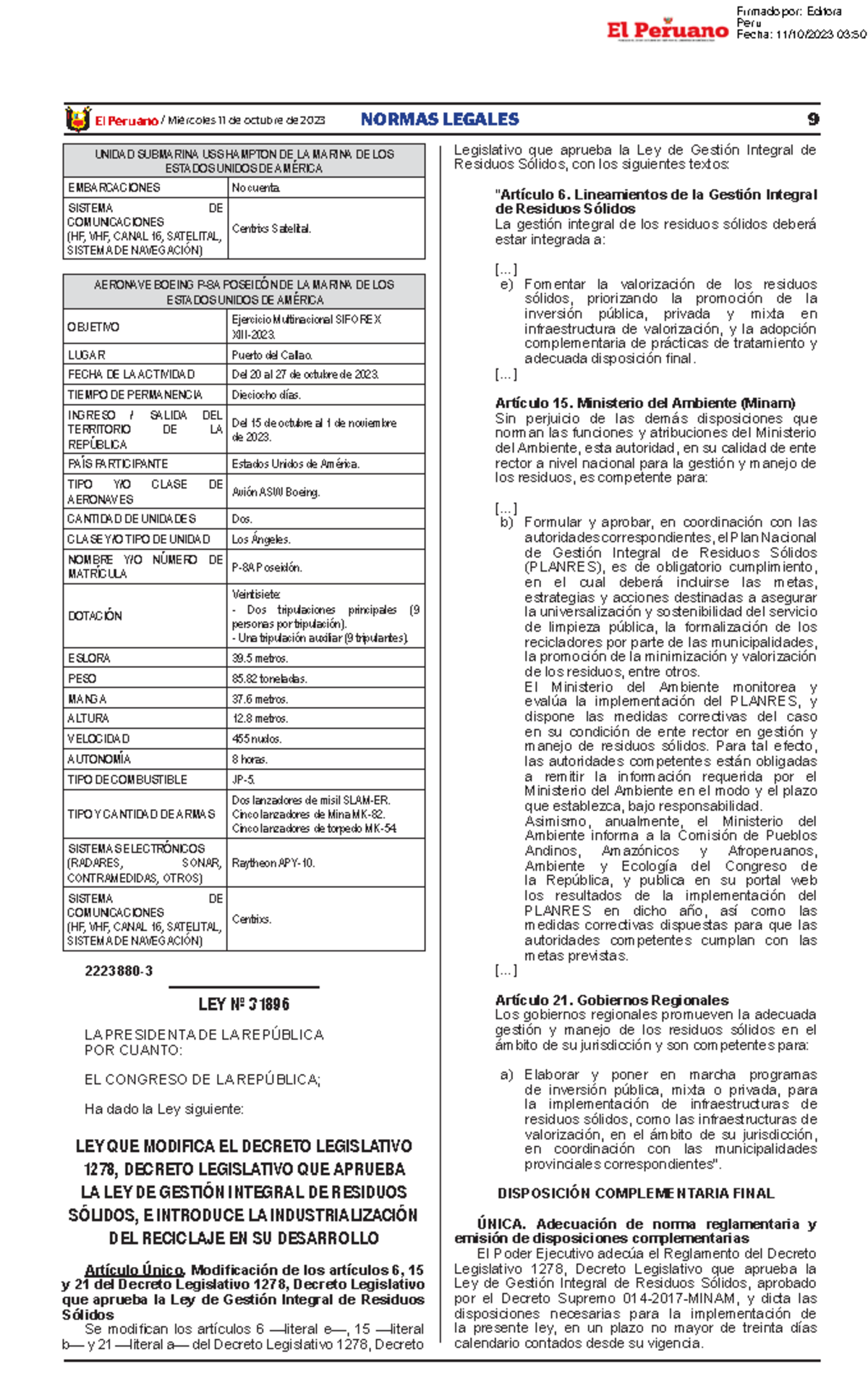 Ley N° 31896: Modificación del Decreto Legislativo 1278 sobre Gestión ...