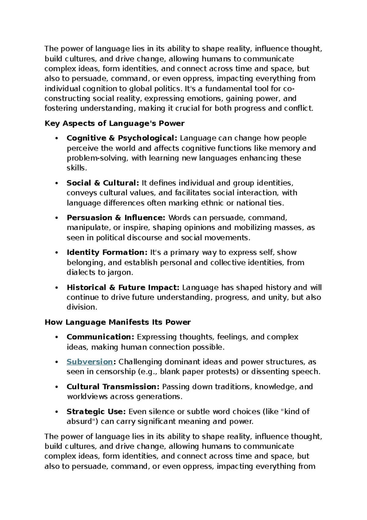 The Power of Language: Shaping Reality and Influencing Thought (5e23we ...