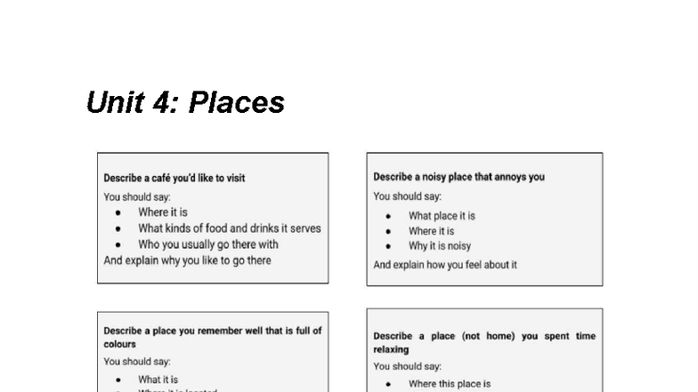 Unit 4: Places - Descriptive Writing Guide - Studocu