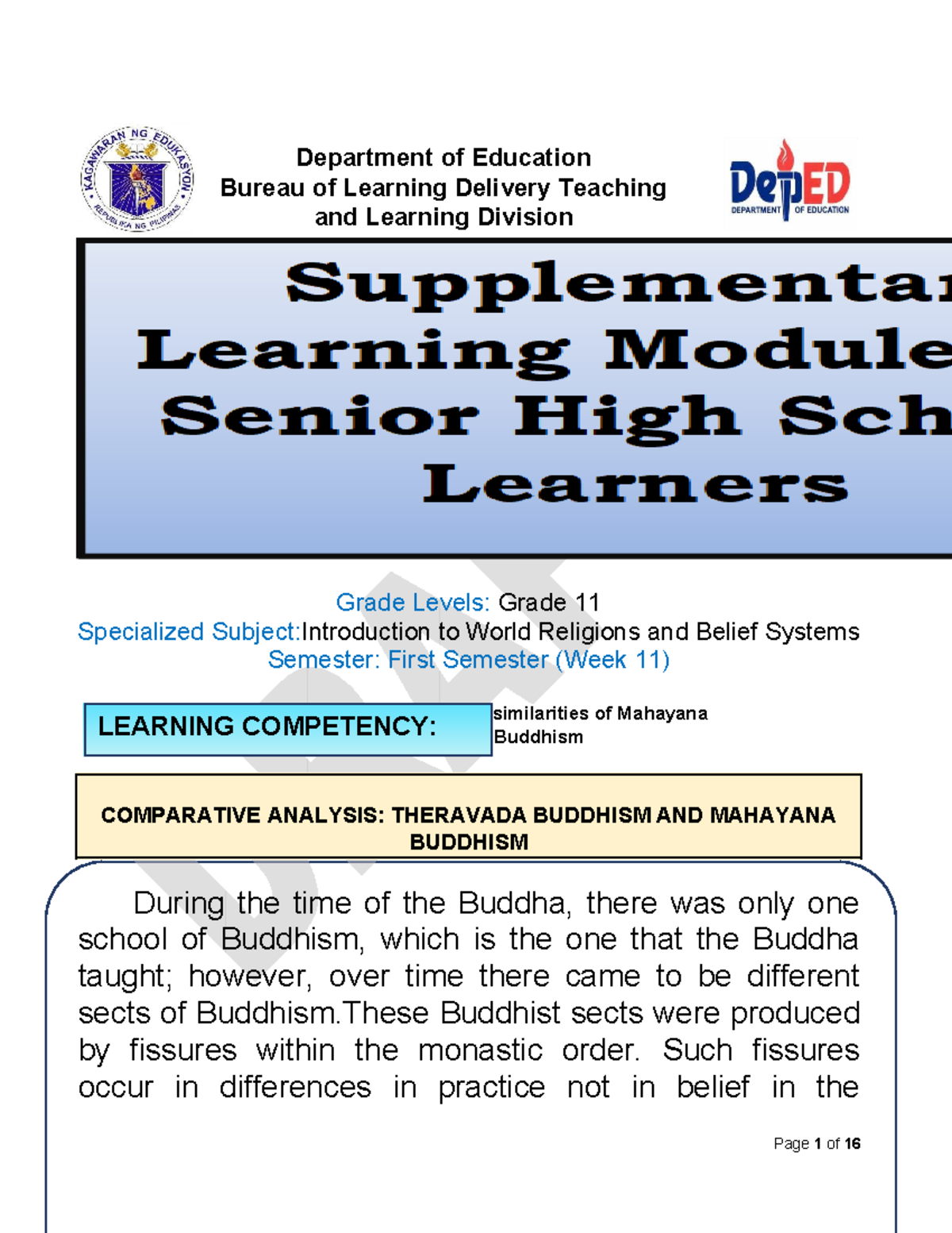 week 11 module 11 - Department of Education Bureau of Learning Delivery ...