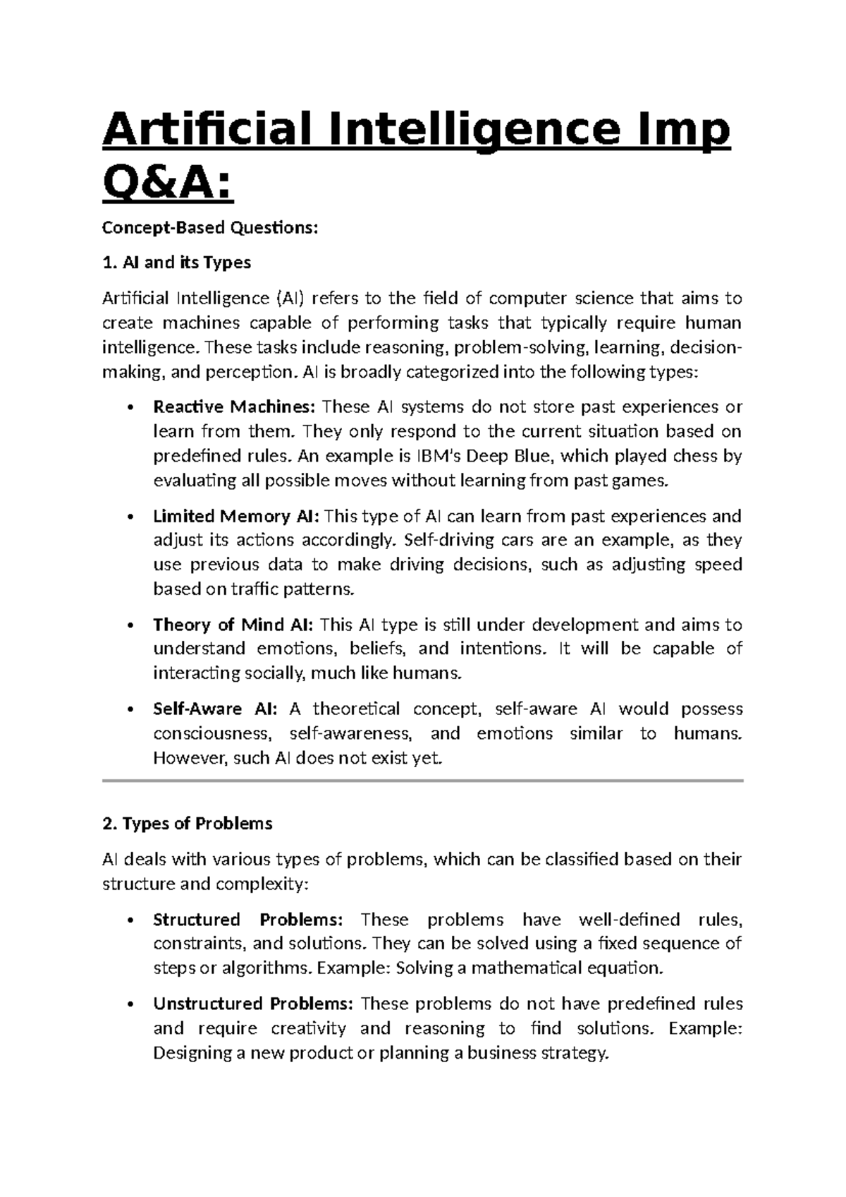 Artificial Intelligence Imp Q - Artificial Intelligence Imp Q&A ...
