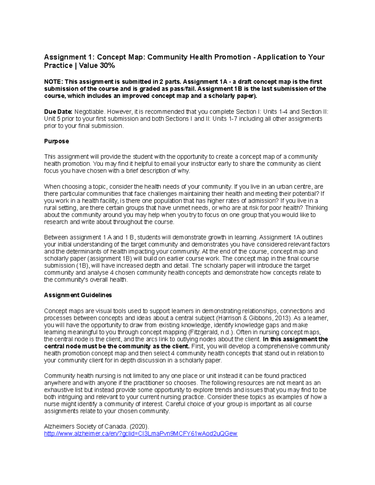 Assignment 1 nurs 434 - Assignment 1: Concept Map: Community Health Promotion - Application to ...