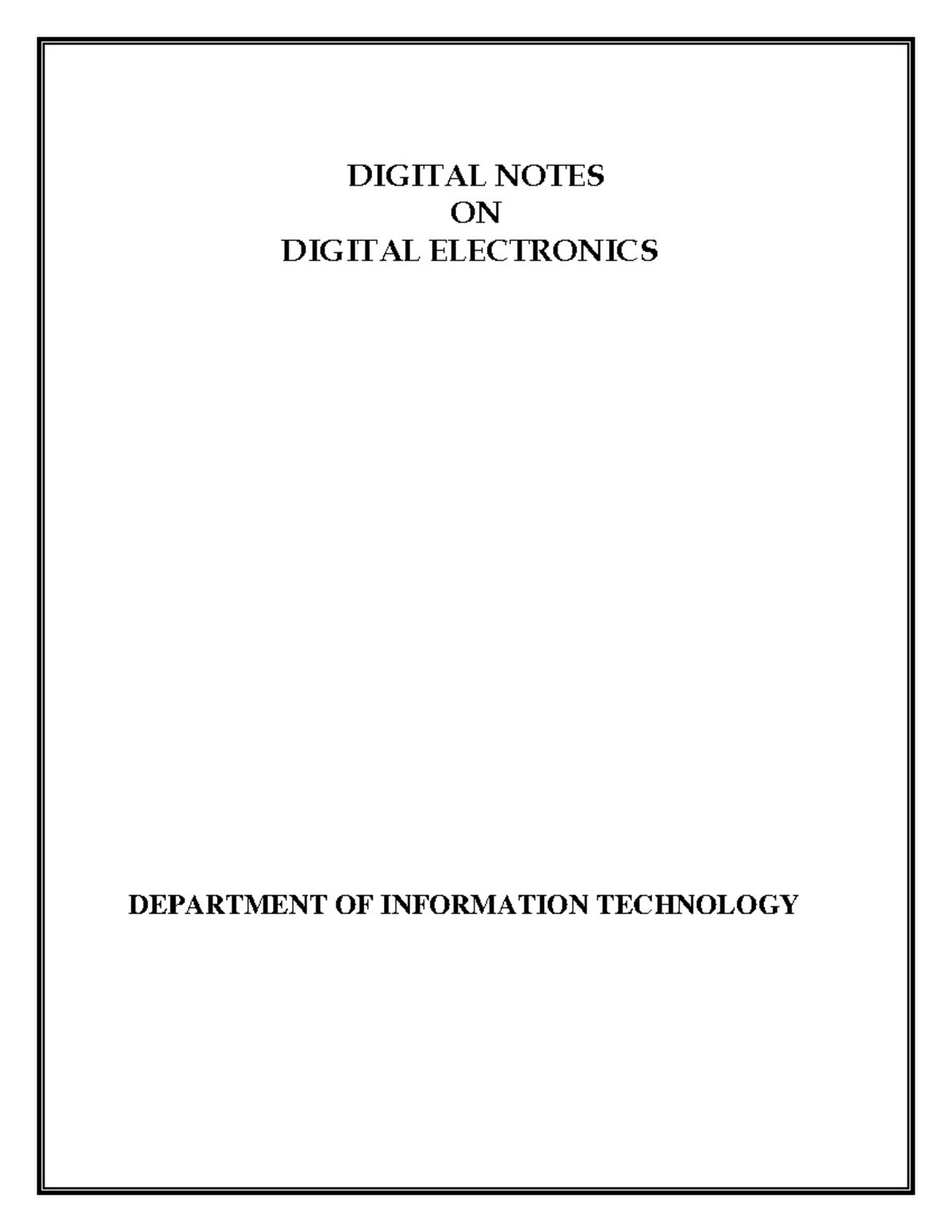 Digital Electronics Notes (IT 101) - Syllabus Overview and Key Concepts ...