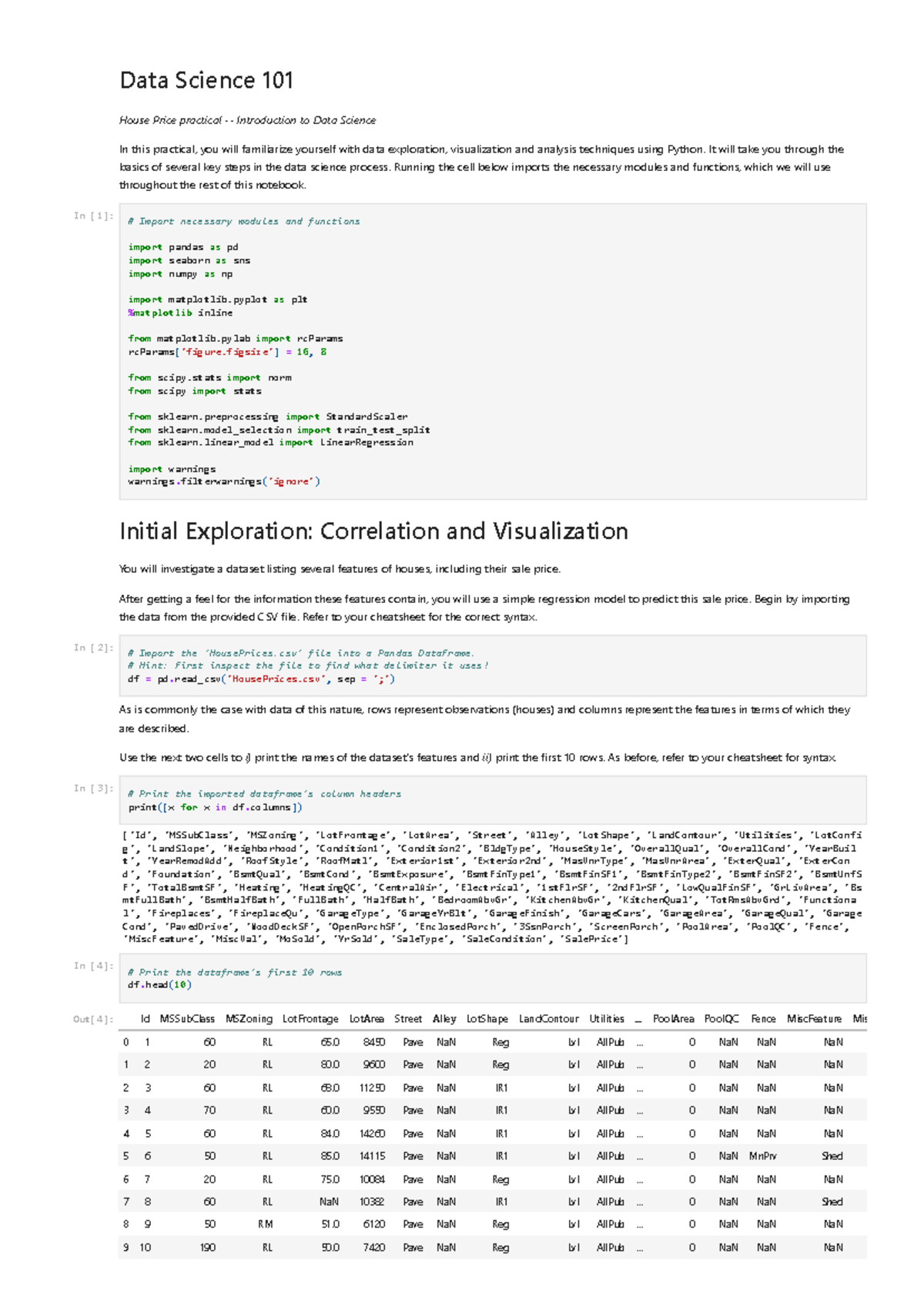 Data Science 101 pdf - Data Science 101 House Price practical ...