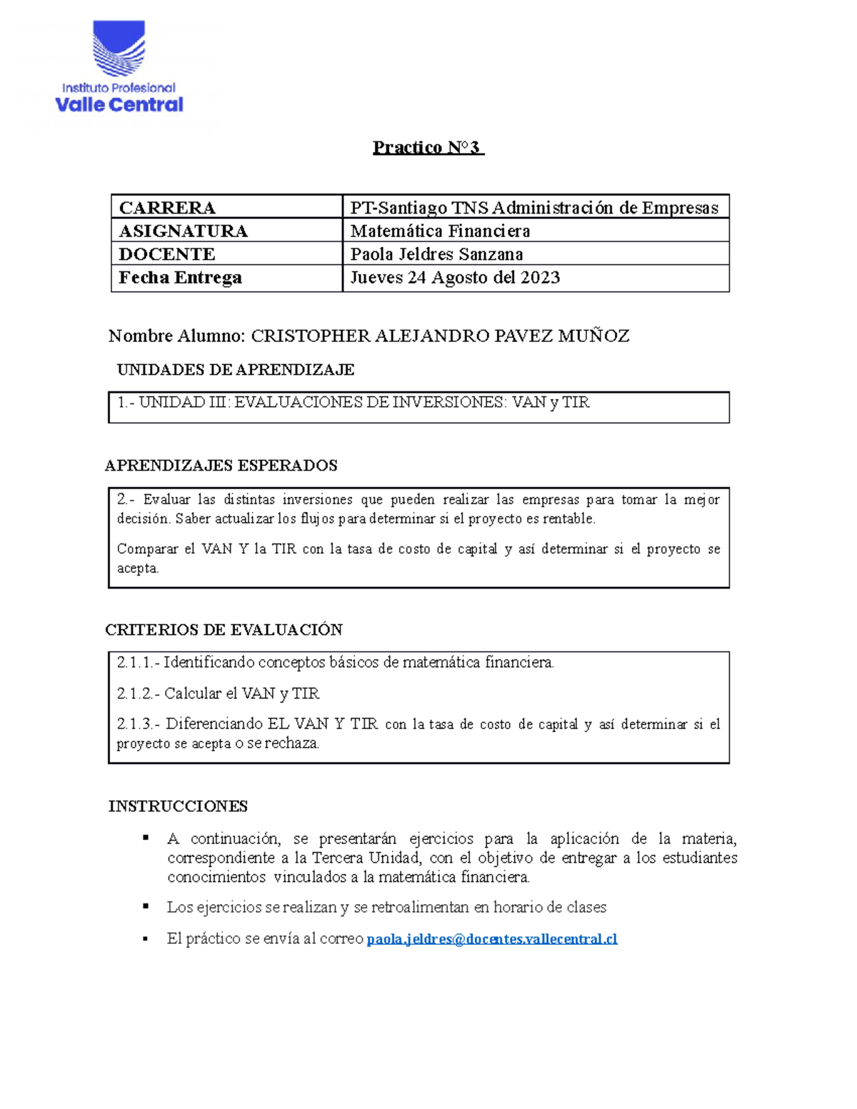 Practico N°3 Cristopher Pavez - Practico N° CARRERA PT-Santiago TNS ...