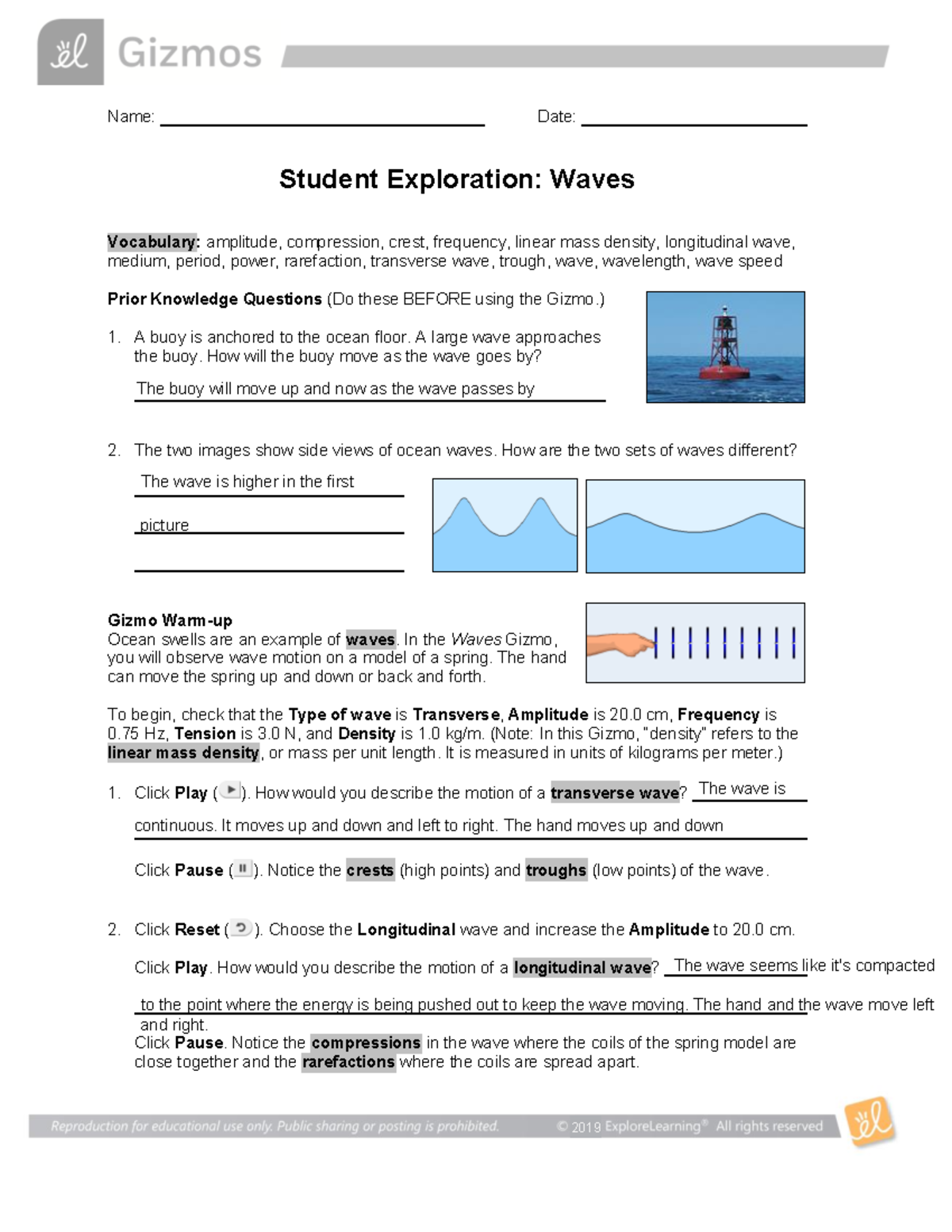 Waves Gizmo Exploration - Julio Jimenez - Student Guide - Studocu