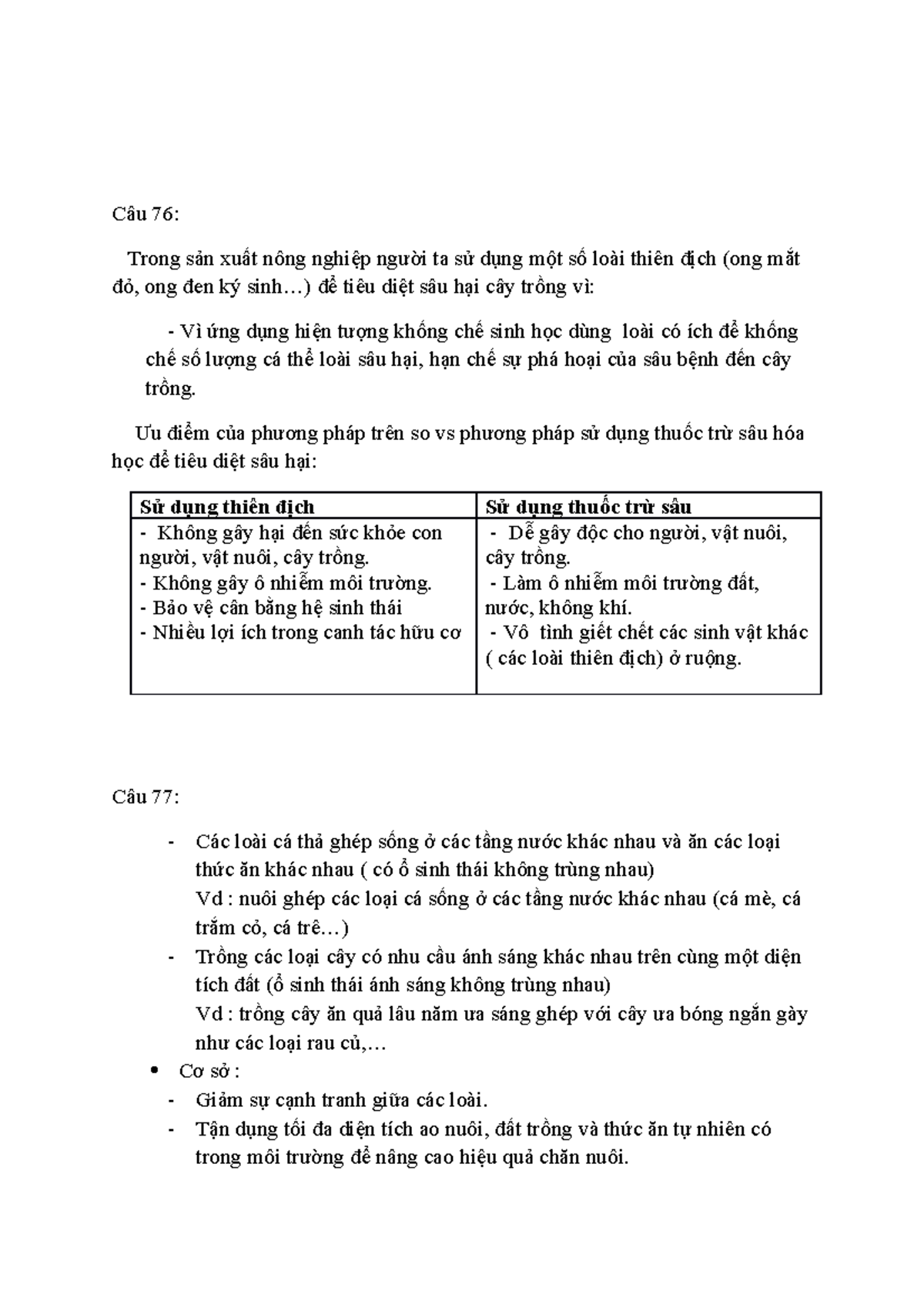 Sinh-ck - Ghui - Câu 76: Trong sản xuất nông nghiệp người ta sử dụng ...