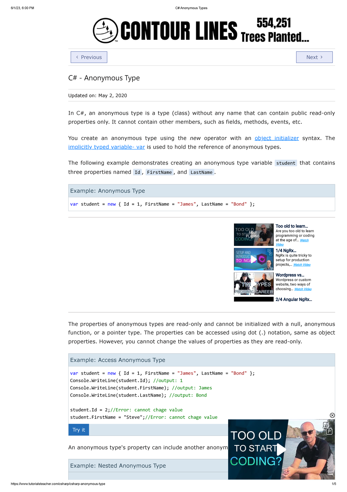 14.C# Anonymous Types - good - C# - Anonymous Type Updated on: May 2 ...